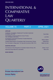 International & Comparative Law Quarterly: Issue 2 of 2021 – EAPIL