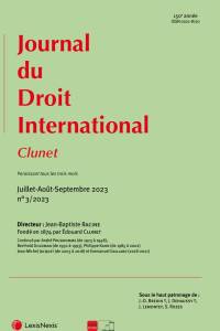 Journal du droit international: Issue 3 of 2023 – EAPIL